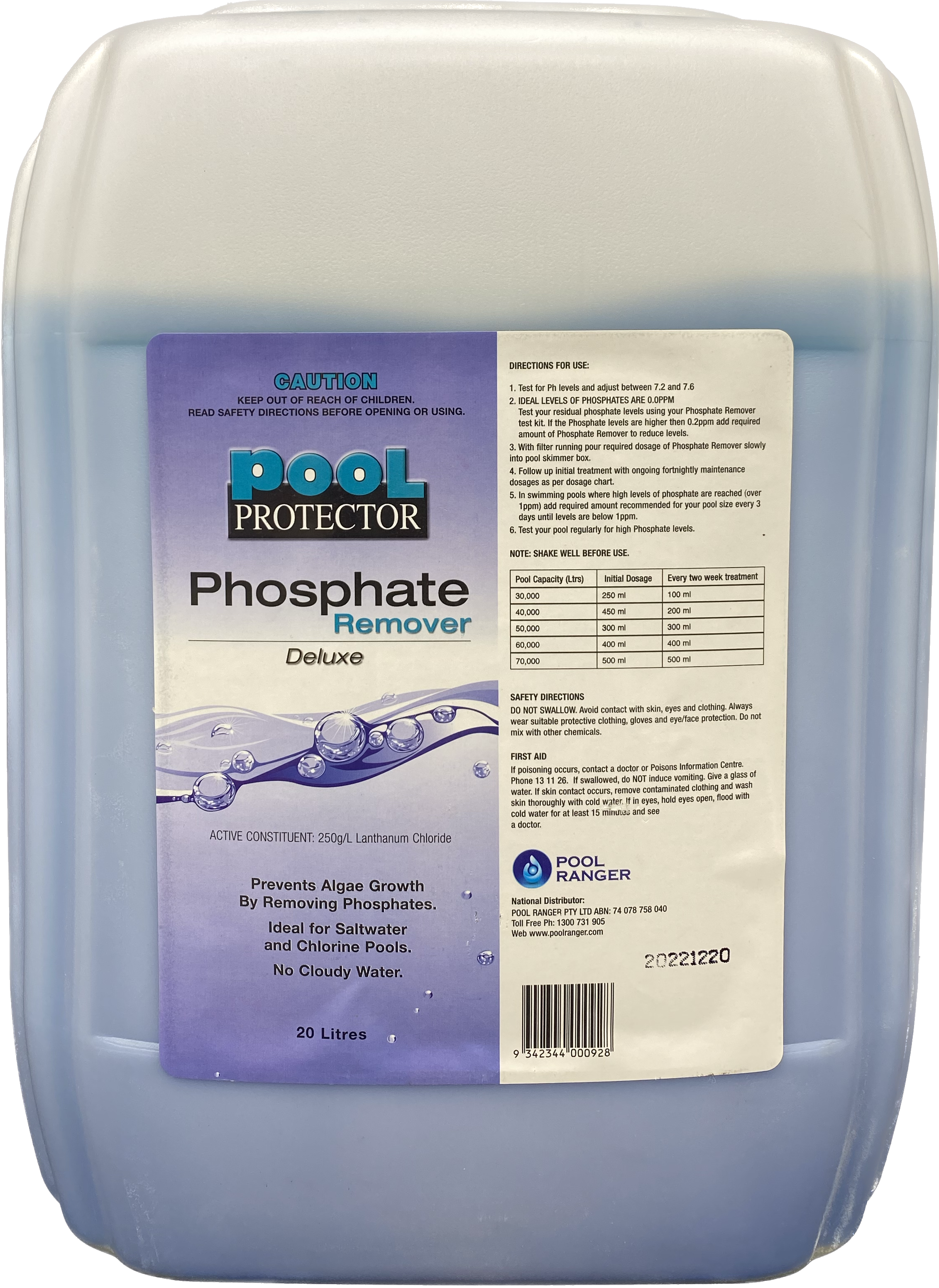 Pool Protector 20L Phosphate Remover Deluxe
